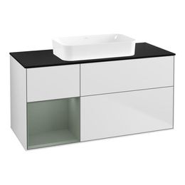 Villeroy & Boch Villeroy und Boch Finion Waschtischunterschrank F702GMMT 120x60,3x50,1cm, Regal links Olive Matt Lacquer, White matt lacquer