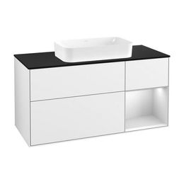 Villeroy & Boch Villeroy und Boch Finion Waschtischunterschrank F712MTGF 120x60,3x50,1cm, Regal rechts White matt lacquer, Glossy white lacquer