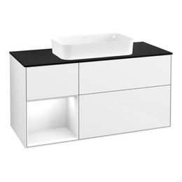 Villeroy & Boch Villeroy und Boch Finion Waschtischunterschrank F702GFGF 120x60,3x50,1cm, Regal links Glossy white lacquer, Glossy white lacquer
