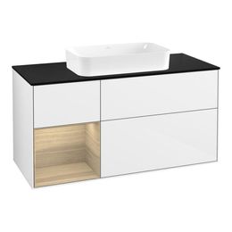 Villeroy & Boch Villeroy und Boch Finion Waschtischunterschrank F702PCGF 120x60,3x50,1cm, Regal links Oak Veneer, Glossy white lacquer