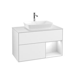 Villeroy & Boch Villeroy und Boch Finion Waschtischunterschrank F781GFGF 100cm, Abdeckplatte white matt, Regale Glossy white lacquer, Glossy white lacquer