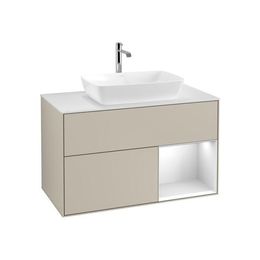 Villeroy & Boch Villeroy und Boch Finion Waschtischunterschrank F781MTHH 100cm, Abdeckplatte white matt, Regale White matt lacquer, Sand Matt Lacquer