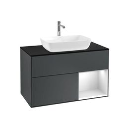Villeroy & Boch Villeroy und Boch Finion Waschtischunterschrank F782MTHG 100cm, Abdeckplatte black matt, Regale White matt lacquer, Midnight Blue Matt Lacquer