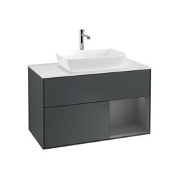 Villeroy & Boch Villeroy und Boch Finion Waschtischunterschrank F781GKHG 100cm, Abdeckplatte white matt, Regale Anthracite matt lacquer, Midnight Blue Matt Lacquer