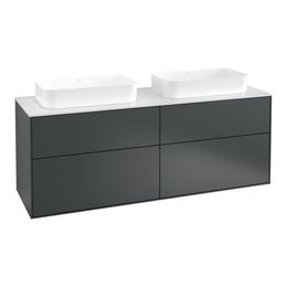 Villeroy & Boch Villeroy und Boch Finion Waschtischunterschrank F72100HG 160x60,3x50,1cm, Glass White Matt, Midnight Blue Matt Lacquer