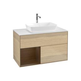 Villeroy & Boch Villeroy und Boch Finion Waschtischunterschrank G771GNPC 100cm, Abdeckplatte white matt, Emotion, Regale Walnut Veneer, Oak Veneer