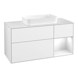 Villeroy & Boch Villeroy und Boch Finion Waschtischunterschrank G711GFGF 120x60,3x50,1cm, Regal rechts Glossy white lacquer, Glossy white lacquer