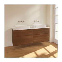 Villeroy & Boch Villeroy und Boch Finion Doppel-Waschtischunterschrank F72100GN 160x60,3x50,1cm, Glass White Matt, Walnut veneer
