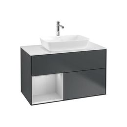 Villeroy & Boch Villeroy und Boch Finion Waschtischunterschrank G771GJHG 100cm, Abdeckplatte white matt, Emotion, Regale Light grey matt lacquer, Midnight Blue Matt Lacquer
