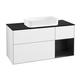 Villeroy & Boch Villeroy und Boch Finion Waschtischunterschrank F712PDGF 120x60,3x50,1cm, Regal rechts Black matt lacquer, Glossy white lacquer
