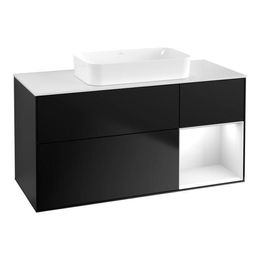 Villeroy & Boch Villeroy und Boch Finion Waschtischunterschrank G711GFPD 120x60,3x50,1cm, Regal rechts Glossy white lacquer, Black matt lacquer