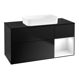Villeroy & Boch Villeroy und Boch Finion Waschtischunterschrank G712GFPD 120x60,3x50,1cm, Regal rechts Glossy white lacquer, Black matt lacquer