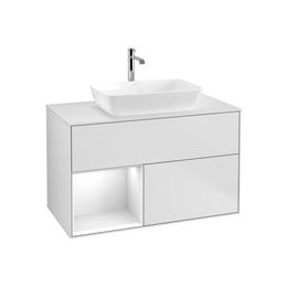 Villeroy & Boch Villeroy und Boch Finion Waschtischunterschrank G771GFMT 100cm, Abdeckplatte white matt, Emotion, Regale Glossy white lacquer, White matt lacquer