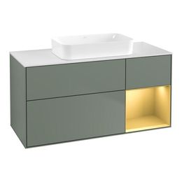Villeroy & Boch Villeroy und Boch Finion Waschtischunterschrank G711HFGM 120x60,3x50,1cm, Regal rechts Gold matt, Olive Matt Lacquer