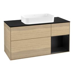 Villeroy & Boch Villeroy und Boch Finion Waschtischunterschrank G712PDPC 120x60,3x50,1cm, Regal rechts Black matt lacquer, Oak Veneer