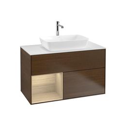 Villeroy & Boch Villeroy und Boch Finion Waschtischunterschrank G771PCGN 100cm, Abdeckplatte white matt, Emotion, Regale Oak Veneer, Walnut veneer