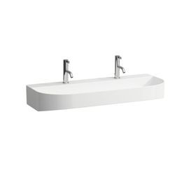 Laufen Sonar Waschtisch H8103477571151 100x42cm, unterbauf&auml;hig, ohne &Uuml;berlauf, mit 2 Hahnloch, wei&szlig; matt