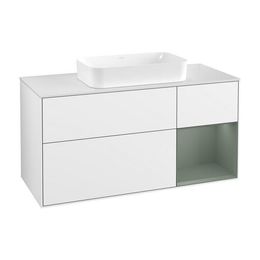 Villeroy & Boch Villeroy und Boch Finion Waschtischunterschrank F711GMGF 120x60,3x50,1cm, Regal rechts Olive Matt Lacquer, Glossy white lacquer