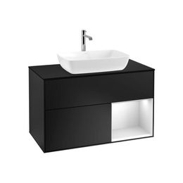 Villeroy & Boch Villeroy und Boch Finion Waschtischunterschrank F782MTPD 100cm, Abdeckplatte black matt, Regale White matt lacquer, Black matt lacquer