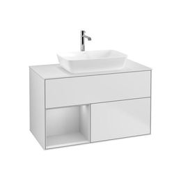 Villeroy & Boch Villeroy und Boch Finion Waschtischunterschrank G771GJMT 100cm, Abdeckplatte white matt, Emotion, Regale Light grey matt lacquer, White matt lacquer