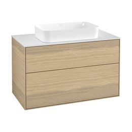 Villeroy & Boch Villeroy und Boch Finion Waschtischunterschrank G64100PC 100x60,3x50,1mm, Wandbeleuchtung, Glass White Matt, Oak Veneer