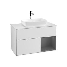 Villeroy & Boch Villeroy und Boch Finion Waschtischunterschrank F781GKMT 100cm, Abdeckplatte white matt, Regale Anthracite matt lacquer, White matt lacquer