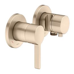 KEUCO Edition 400 Brausearmatur 51551031221 bronze geb&uuml;rstet, f&uuml;r 2 Verbraucher, Unterputzarmatur, mit Wandanschlu&szlig;bogen und Brausehalter