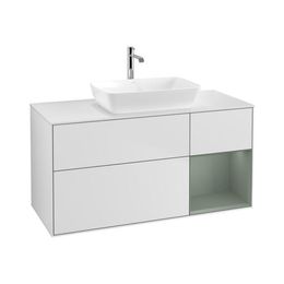Villeroy & Boch Villeroy und Boch Finion Waschtischunterschrank F831GMMT 120cm, Abdeckplatte white matt, Regale Olive matt lacquer, White matt lacquer