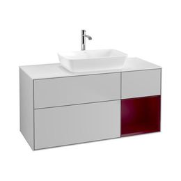 Villeroy & Boch Villeroy und Boch Finion Waschtischunterschrank F831HBGJ 120cm, Abdeckplatte white matt, Regale Peony matt lacquer, Light grey matt