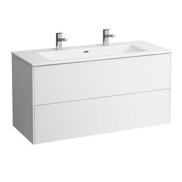 Laufen Pro S Base Waschtisch mit Unterschrank 120 cm H8649632601071 Waschtisch-Set, 2 Schubladen, 120x50cm, 2 Hahnlöcher, weiß matt