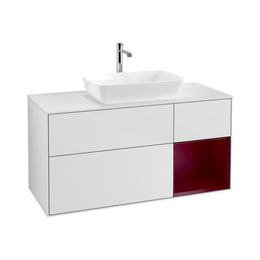 Villeroy & Boch Villeroy und Boch Finion Waschtischunterschrank F831HBMT 120cm, Abdeckplatte white matt, Regale Peony matt lacquer, White matt lacquer