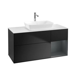 Villeroy & Boch Villeroy und Boch Finion Waschtischunterschrank F831HGPD 120cm, Abdeckplatte white matt, Regale Midnight matt lacquer, Black matt lacquer
