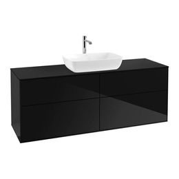 Villeroy & Boch Villeroy und Boch Finion Waschtischunterschrank G85200PH 160x60,3cm, Emotion, Abdeckplatte black matt, Glossy Black Lacquer