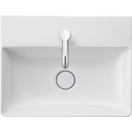 Duravit DuraSquare Waschtisch 2356500071 50x40cm, ohne &Uuml;berlauf, mit Hahnlochbank, geschliffen, 1 Hahnloch, wei&szlig;