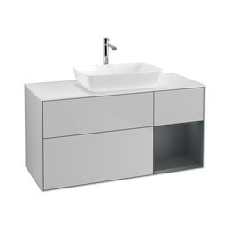 Villeroy & Boch Villeroy und Boch Finion Waschtischunterschrank F831HGGJ 120cm, Abdeckplatte white matt, Regale Midnight matt lacquer, Light grey matt