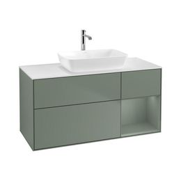 Villeroy & Boch Villeroy und Boch Finion Waschtischunterschrank F831GMGM 120cm, Abdeckplatte white matt, Regale Olive matt lacquer, Olive Matt Lacquer