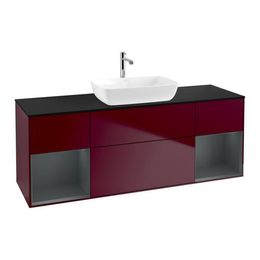Villeroy & Boch Villeroy und Boch Finion Waschtischunterschrank G862HGHB 160cm, Abdeckplatte black matt, Emotion, Regale Midnight matt lacquer, Peony Matt