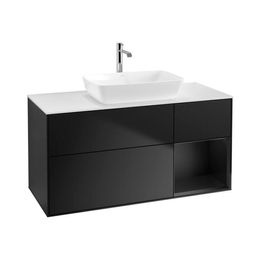 Villeroy & Boch Villeroy und Boch Finion Waschtischunterschrank F831PDPD 120cm, Abdeckplatte white matt, Regale Black matt lacquer, Black matt lacquer