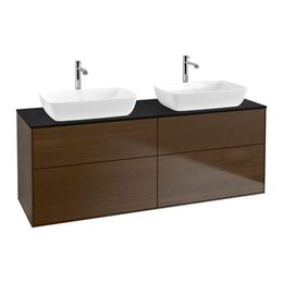 Villeroy & Boch Villeroy und Boch Finion Waschtischunterschrank G84200GN 160x60,3cm, Emotion, Abdeckplatte black matt, Walnut veneer
