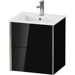 Duravit XViu Waschtisch-Unterschrank XV43150B140 51x42x56cm, 2 Schubk&auml;sten, wandh&auml;ngend, champagner matt, schwarz hochglanz