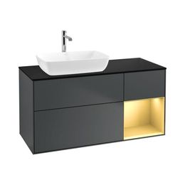 Villeroy & Boch Villeroy und Boch Finion Waschtischunterschrank F812HFHG 120cm, Abdeckplatte black matt, Regale Gold matt lacquer, Midnight Blue Matt Lacquer