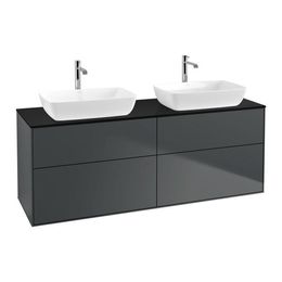 Villeroy & Boch Villeroy und Boch Finion Waschtischunterschrank G84200HG 160x60,3cm, Emotion, Abdeckplatte black matt, Midnight Blue Matt Lacquer