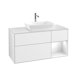 Villeroy & Boch Villeroy und Boch Finion Waschtischunterschrank G831GFGF 120cm, Abdeckplatte white matt, Emotion, Regale Glossy white lacquer, Glossy white lacquer