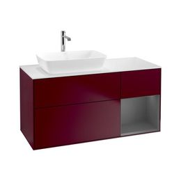 Villeroy & Boch Villeroy und Boch Finion Waschtischunterschrank G811GKHB 120cm, Abdeckplatte white matt, Emotion, Regale Anthracite matt lacquer, Peony Matt