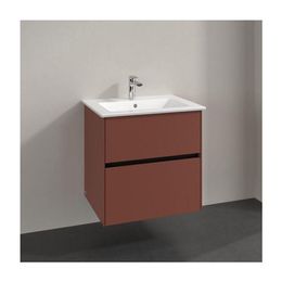 Villeroy & Boch Villeroy und Boch Collaro Waschtischunterschrank C143B0AH 61,1x61x48cm, Waschbecken mittig, LED-Beleuchtung 4,2W, wine red