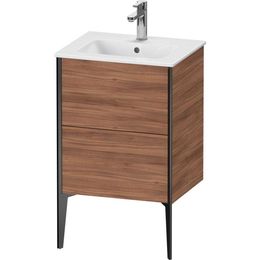 Duravit XViu Waschtisch-Unterschrank XV44590B279 51x42x59,4cm, 2 Ausz&uuml;ge, stehend, schwarz matt, nussbaum natur