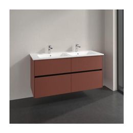 Villeroy & Boch Villeroy und Boch Collaro Waschtischunterschrank C14700AH 126,1x61x48cm, Waschbecken mittig, wine red