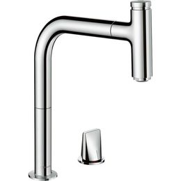 Hansgrohe Metris Select M7119-H200 Küchenarmatur 73804000, chrom, 2 Loch, Ausziehauslauf, mit sBox