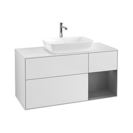 Villeroy & Boch Villeroy und Boch Finion Waschtischunterschrank G831GKMT 120cm, Abdeckplatte white matt, Emotion, Regale Anthracite matt lacquer, White matt lacquer