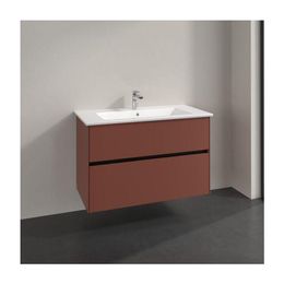 Villeroy & Boch Villeroy und Boch Collaro Waschtischunterschrank C145B0AH 96,1x61x48cm, Waschbecken mittig, LED-Beleuchtung 7W, wine red
